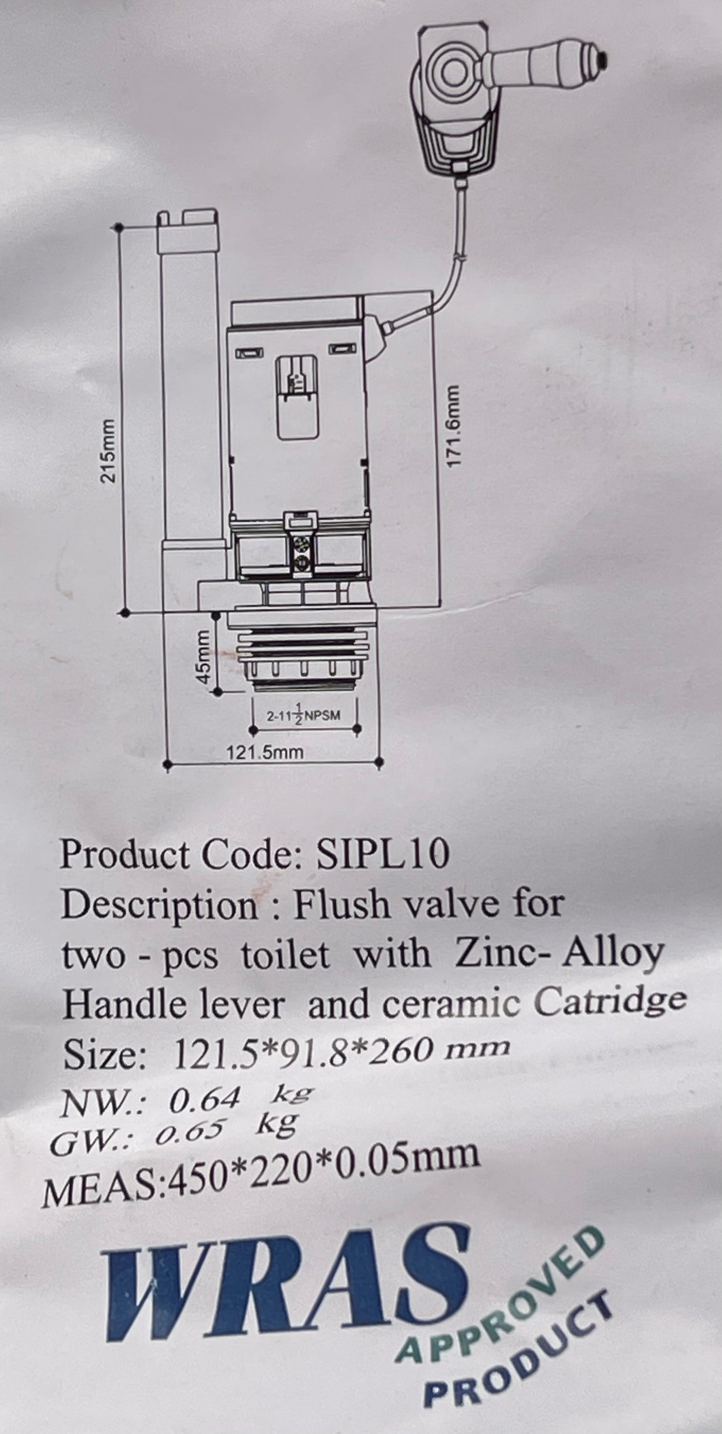 Pro Lever Operated Dual Flush Valve Overflow 2 Piece Toilet Cistern WR ...