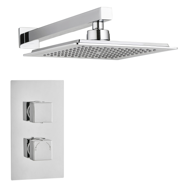 Square Concealed Thermostatic 2 Handle 1 Way Shower Kit (Wall Kit) - T ...
